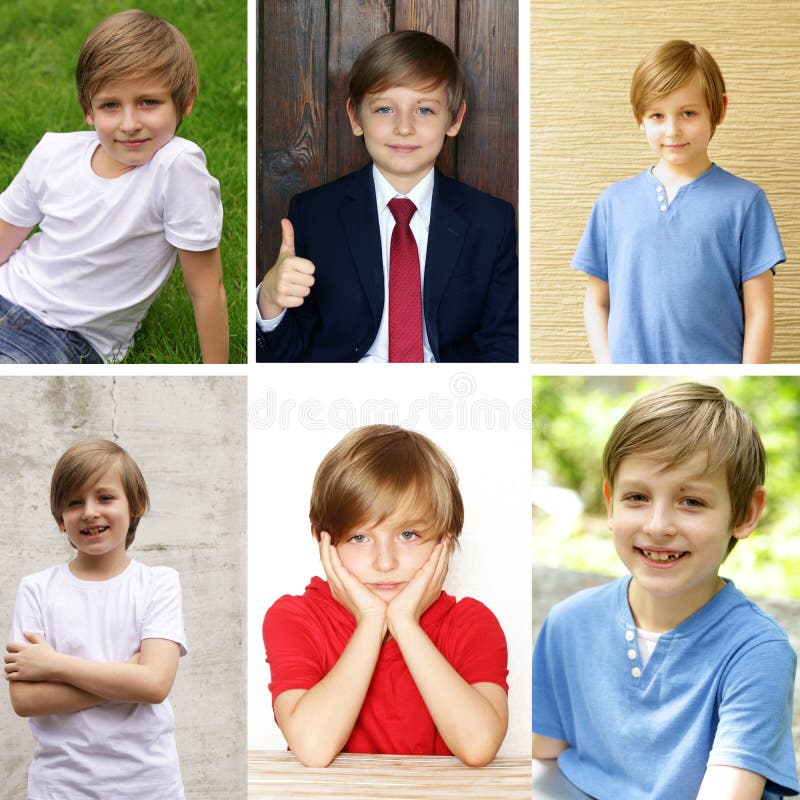 Collage Portrait Cute Blond Boy Stock Image - Image of happiness, youth ...