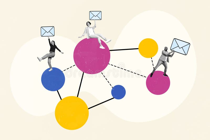 Collage Portrait of Mini Black White Effect Positive People Hold ...