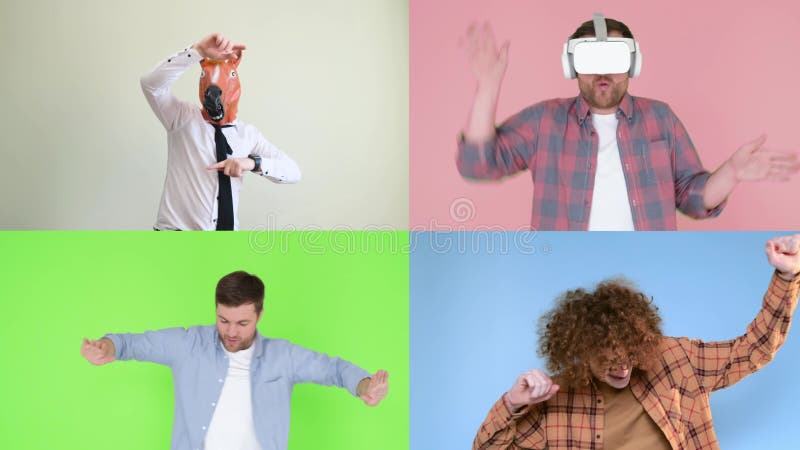 Collage Portrait of People Dancing and Smiling, Happy People ...