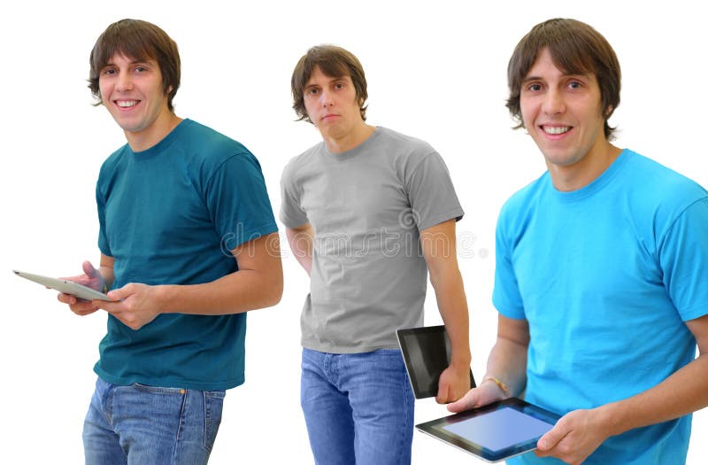 Collage with Portrait of Three Young Man (one Stock Photo - Image of ...