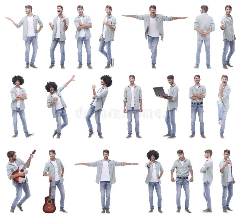 Collage of Portraits of Modern Cheerful Guy Stock Photo - Image of ...