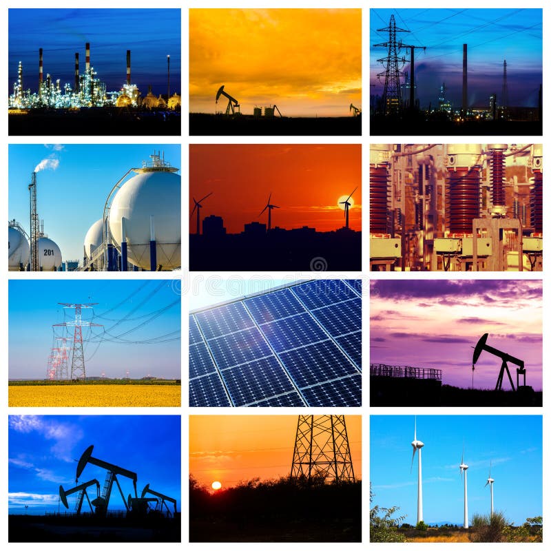 Collage of Power and Energy Concepts Stock Photo - Image of extract ...
