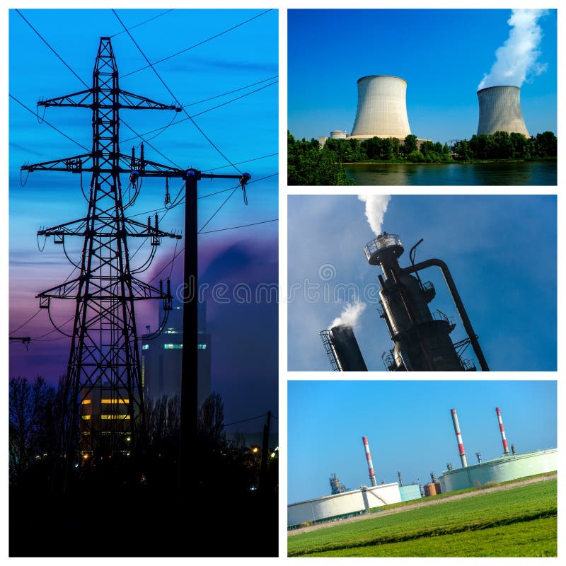 Collage of Power and Energy Concepts and Products Stock Photo - Image ...