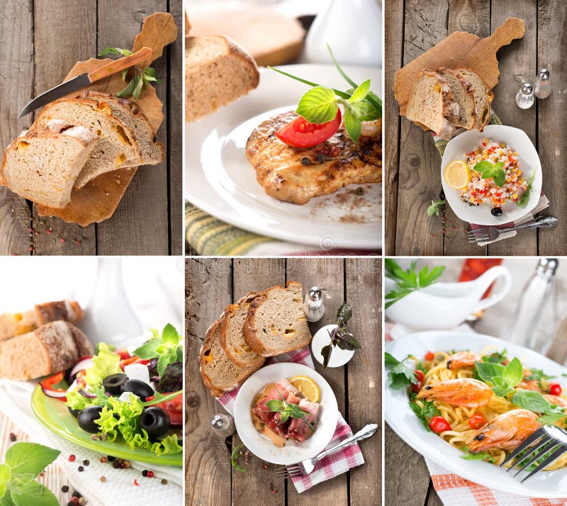 Collage of prepared dishes stock image. Image of italian - 37032271