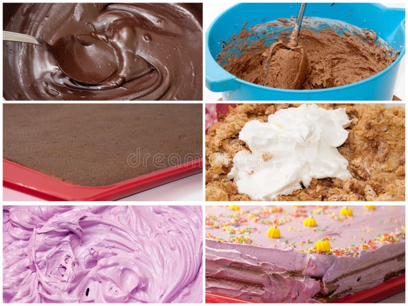 Collage of Preparing a Birthday Cake Stock Photo - Image of device ...