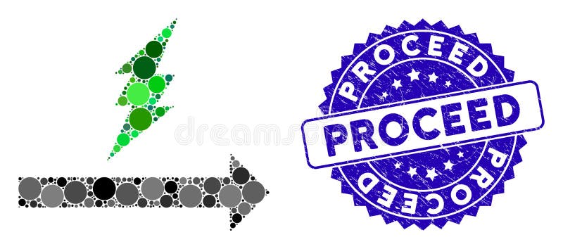 Collage Proceed Icon with Grunge Proceed Stamp Stock Vector ...