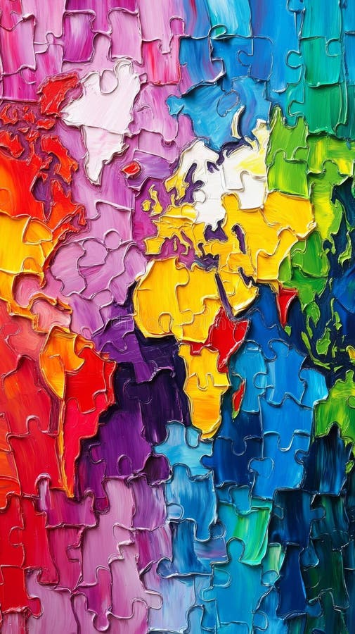 A Collage of Puzzle Pieces Depicting a World Map, Symbolizing Global ...
