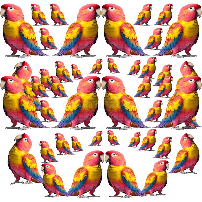 Collage of Rainbow-Colored Parrot Isolated on White Stock Illustration ...