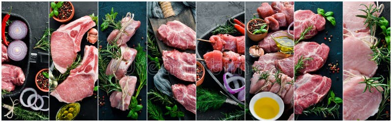 Collage. Meat, Chicken and Fish Dishes Set Stock Photo - Image of meal ...