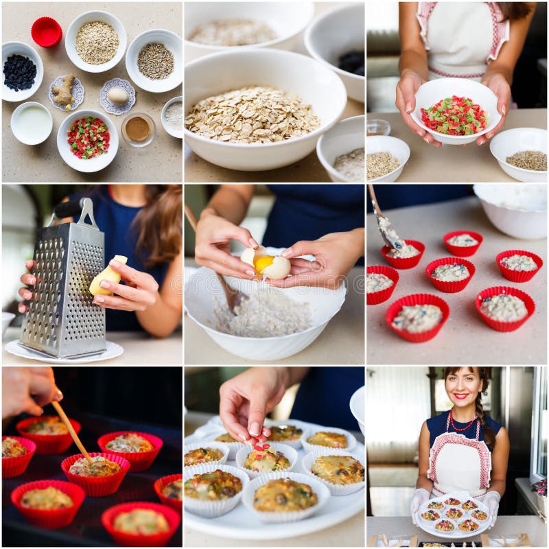Collage of Recipe Cooking Vegetarian Diet Cupcakes Stock Image - Image ...