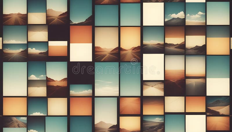A Collage of Rectangular Images Featuring Desert Landscapes, Roads, and ...