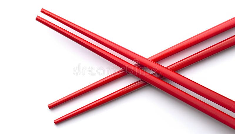 Collage with Red Chopsticks Isolated on White Stock Image - Image of ...