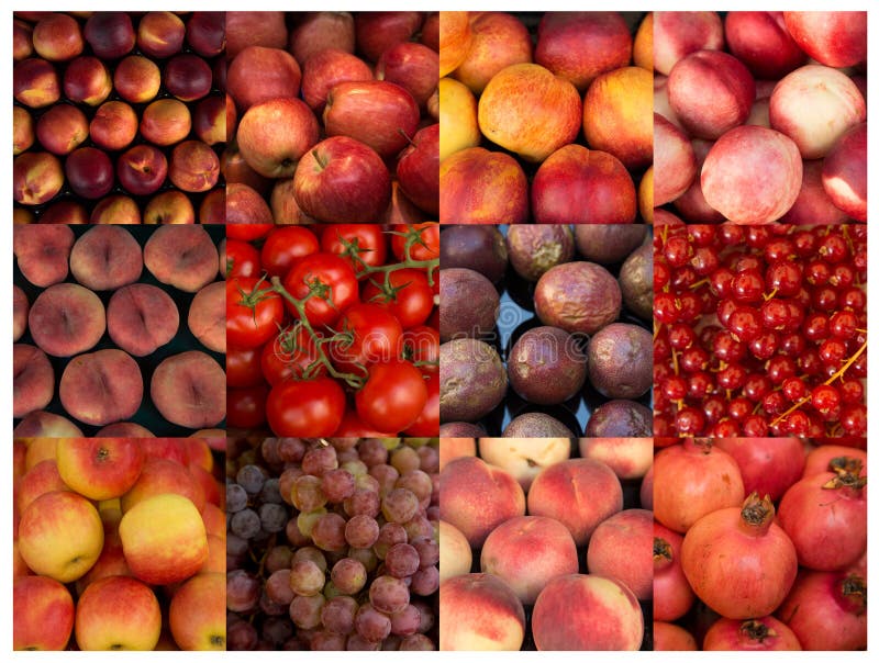 Collage of red fruits stock photo. Image of peach, concept - 65443180