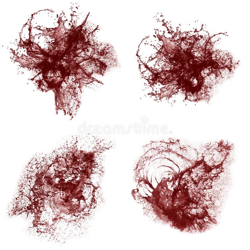 Collage of Red Liquid Splashes. Liquid with Splashes on a White ...