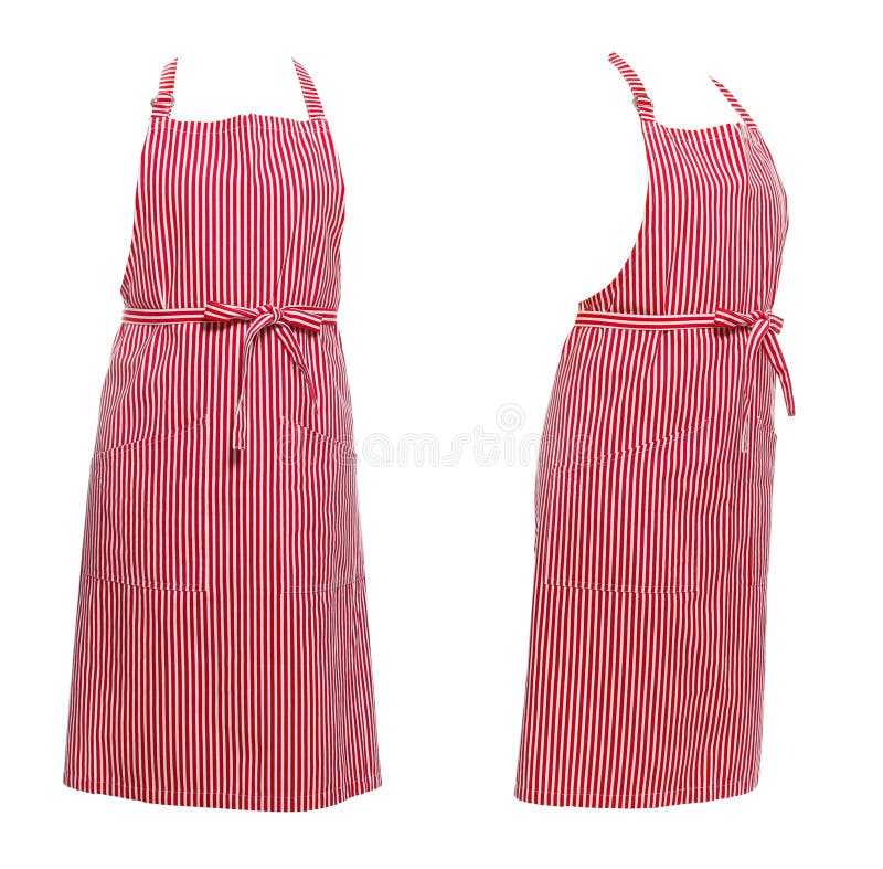 Collage with Red Striped Apron Isolated on White, Different Sides Stock ...