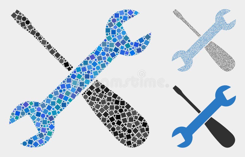 Repair Tools Icon Collages of Squares and Circles Stock Vector ...
