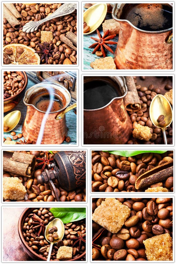 Coffee beans collage stock photo. Image of brown, aroma - 111848726