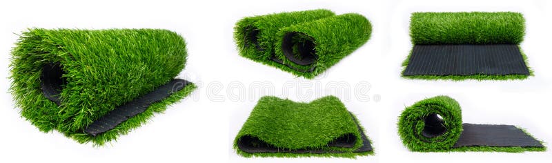 Collage of Rolls of Artificial Plastic Turf for Sports Fields Panorama ...