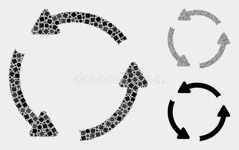 Rotation Motion Icon Collages of Squares and Circles Stock Vector ...
