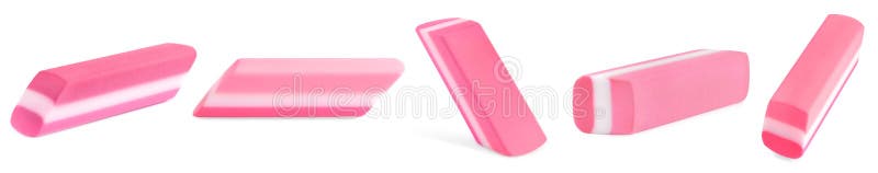 Collage of Rubber Erasers on White Background. Banner Design Stock ...