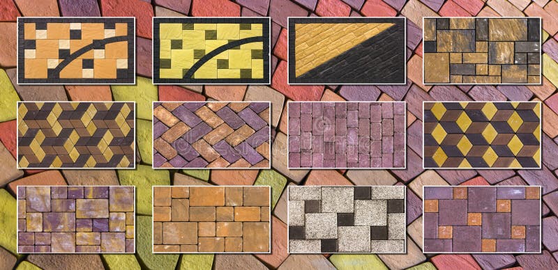 Collage Sample of Concrete Paving Slab for Laying Tracks Stock Photo ...