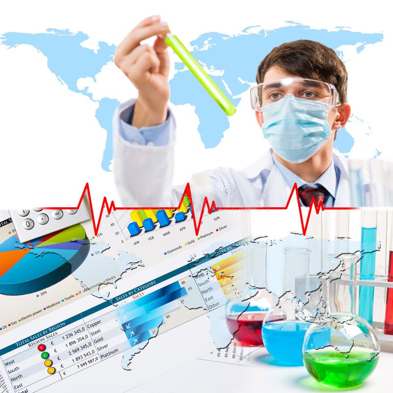 Collage with Scientist in Laboratory Stock Photo - Image of horizontal ...