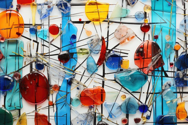 A Collage of Scrap Glass Pieces Forming a Multicolored Pattern Stock ...