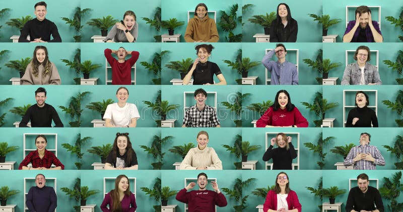 Collage Screen View of Many Diverse People Stock Footage - Video of ...