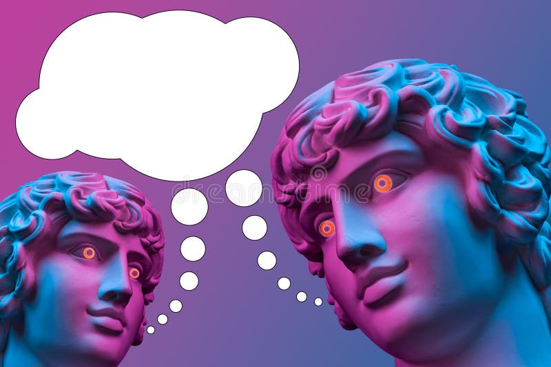 Collage with Sculpture of Human Smiles Face in a Pop Art Style ...