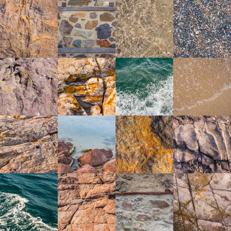 Collage of sea texture stock photo. Image of collection - 63746804