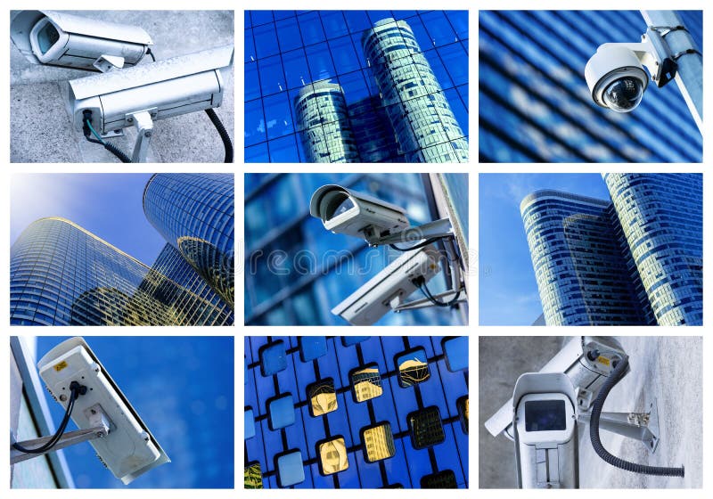 Collage of Security Camera and Urban Video Stock Image - Image of ...