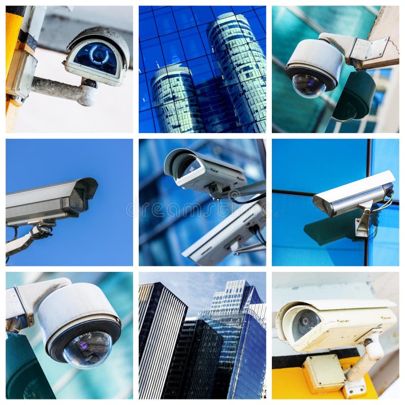Collage of Security Camera and Urban Video Stock Image - Image of ...