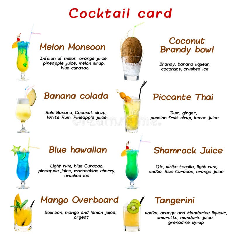Set of Classic Cocktail Isolated on White Stock Photo - Image of mojito ...