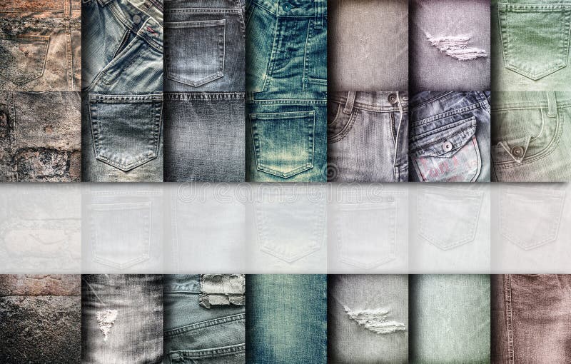 Collage Set of Jeans Background with Blank for Text Stock Photo - Image ...