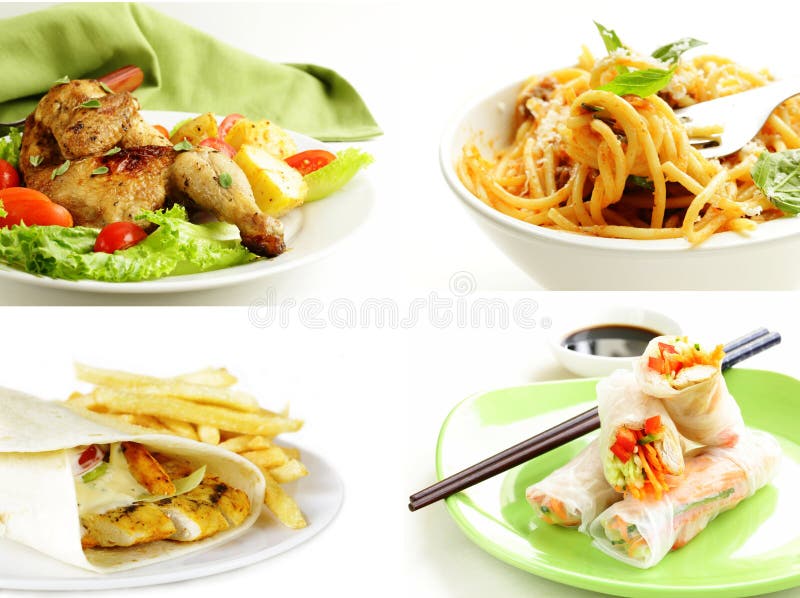Collage set ready meal stock image. Image of delicious - 86529787
