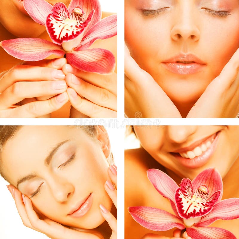 Collage of Several Photos for Beauty Industry Stock Image - Image of ...