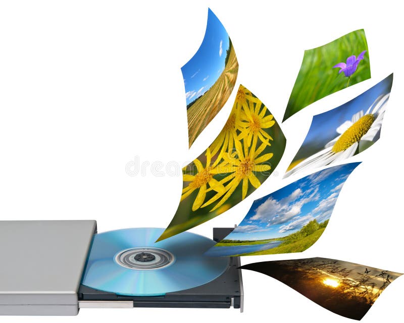 Collage of Several Photos and Cd or Dvdrom Stock Illustration ...