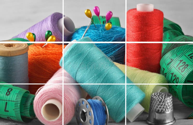 Collage with Sewing Supplies Stock Photo - Image of measurement, idea ...