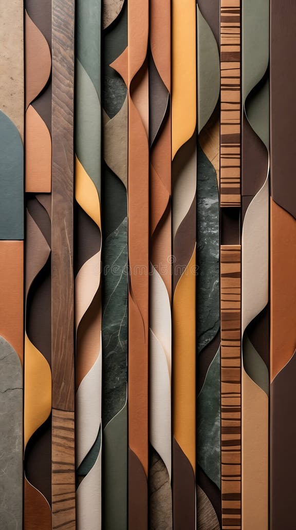 Eclectic Collage of Earthy Textures and Patterns in Vertical Alignment ...