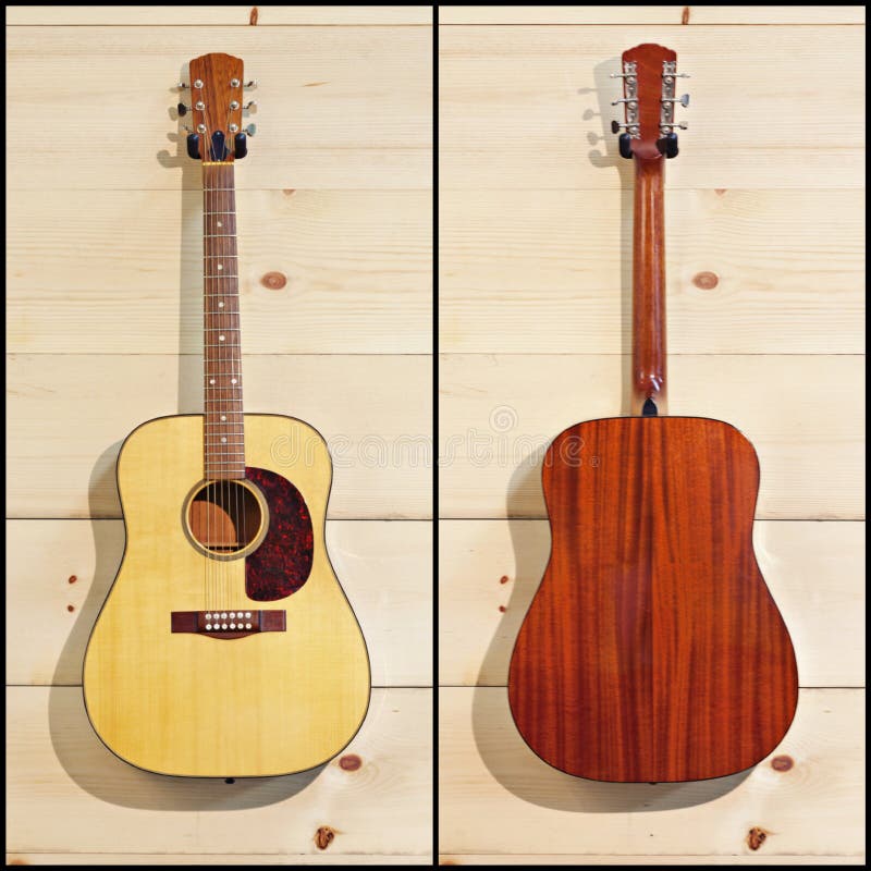 Collage Showing Two Sides of Guitar Stock Image - Image of acoustic ...