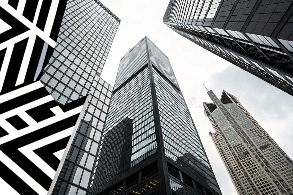 Collage of Modern Architecture Fragments with Angular Structure Stock ...