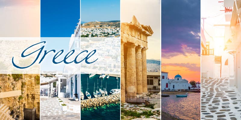Collage of Sights of Greece Stock Image - Image of architecture ...