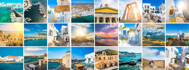 Collage of Sights of Greece Stock Image - Image of architecture ...