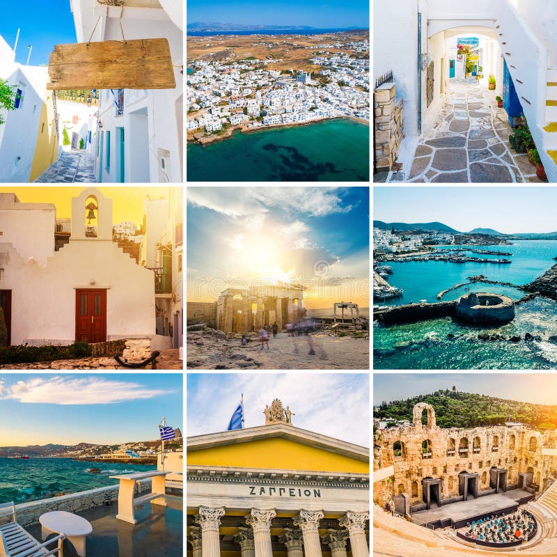 Collage of Sights of Greece Stock Image - Image of architecture ...
