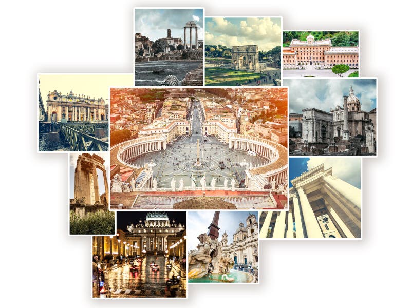 Collage of sights of Rome stock image. Image of history - 141765163