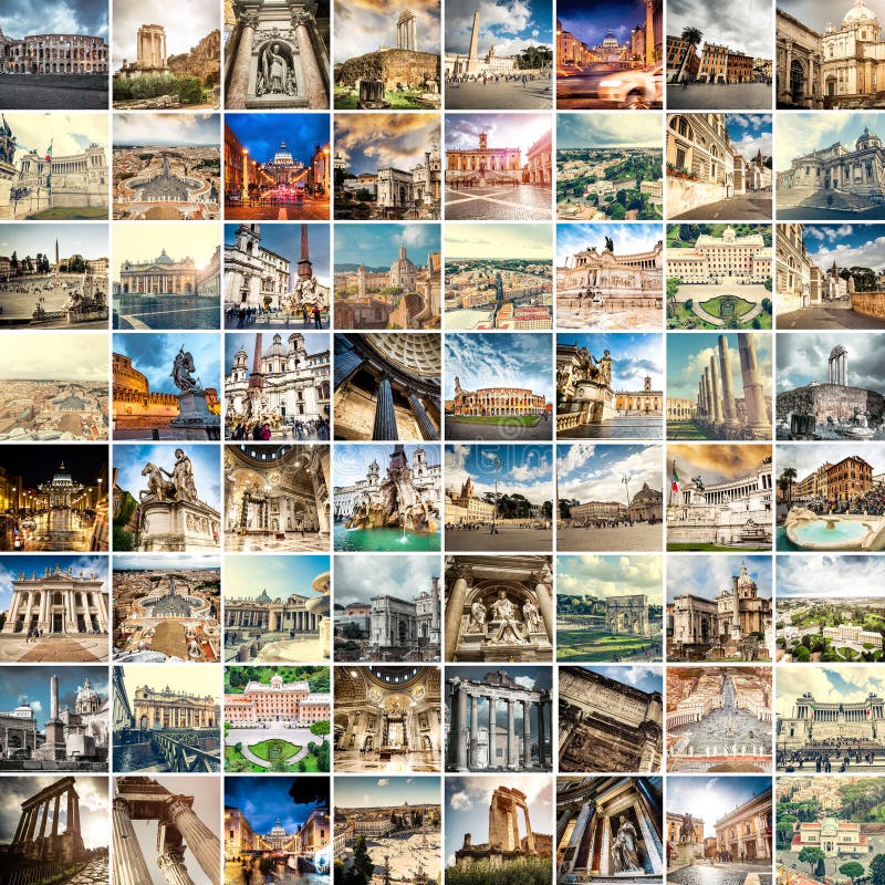 Collage of sights of Rome stock photo. Image of ancient - 138736940