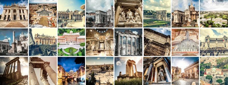 Collage of sights of Rome stock photo. Image of culture - 176342204