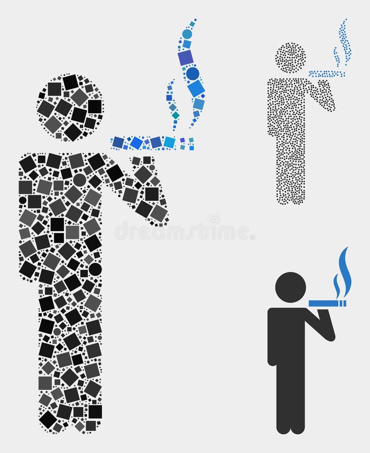 Smoker Icon Mosaics of Squares and Circles Stock Vector - Illustration ...