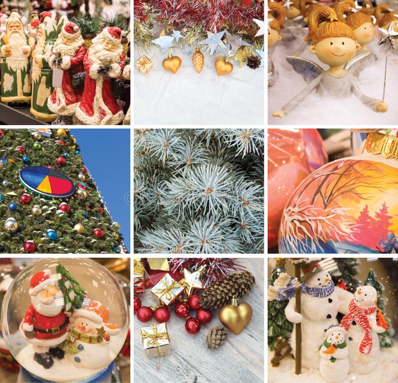 Collage Sobre El Tema De Navidad 20. 09. 2019 Imagen de archivo ...