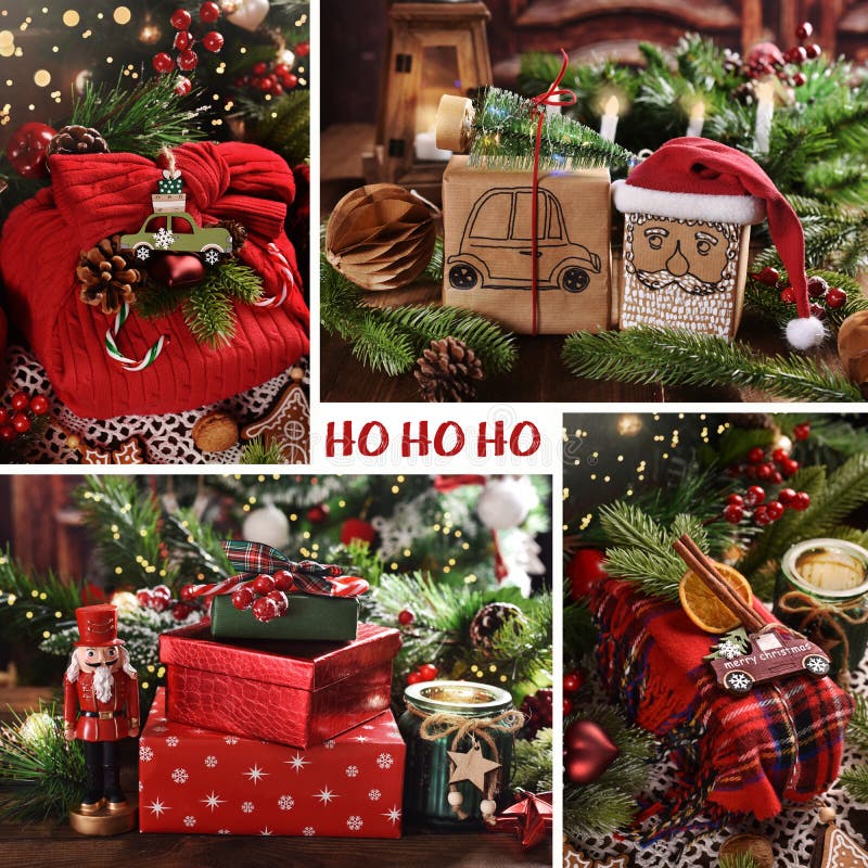 Collage with Some Ideas for Creative Christmas Gifts Wrapping with ...